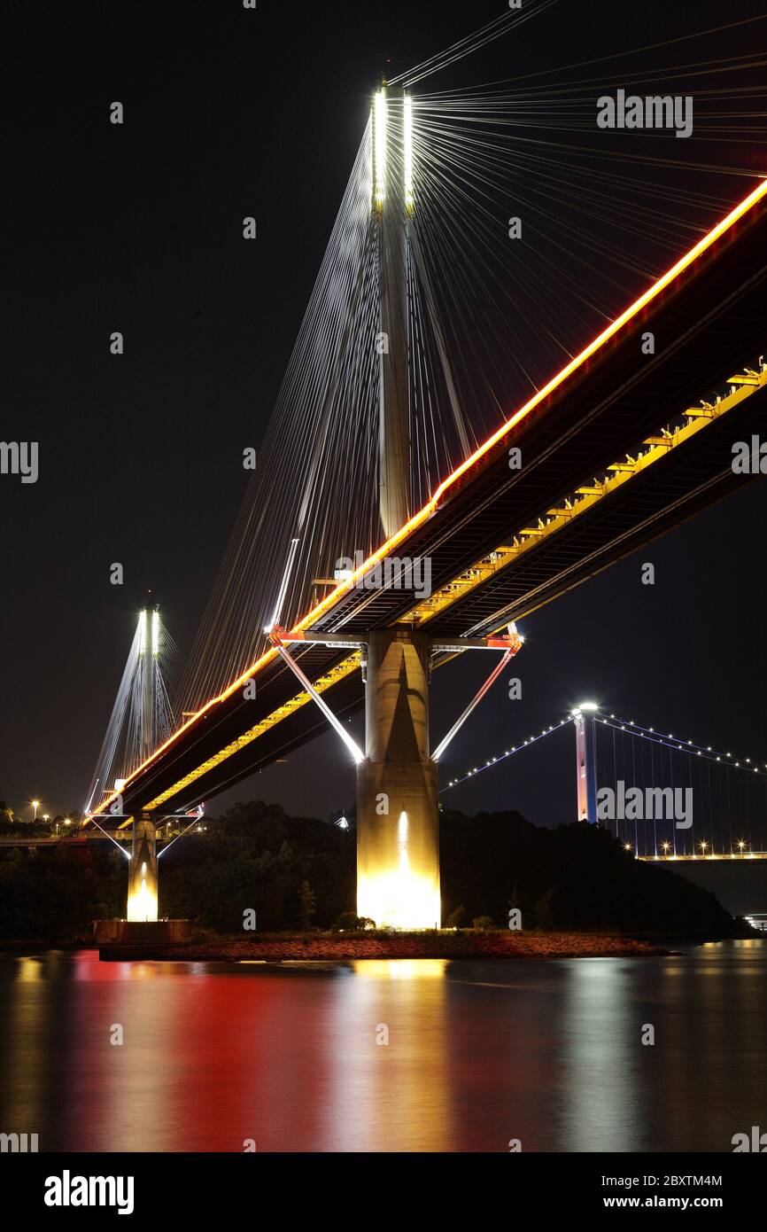 Ting Kau Bridge at night Stock Photo - Alamy