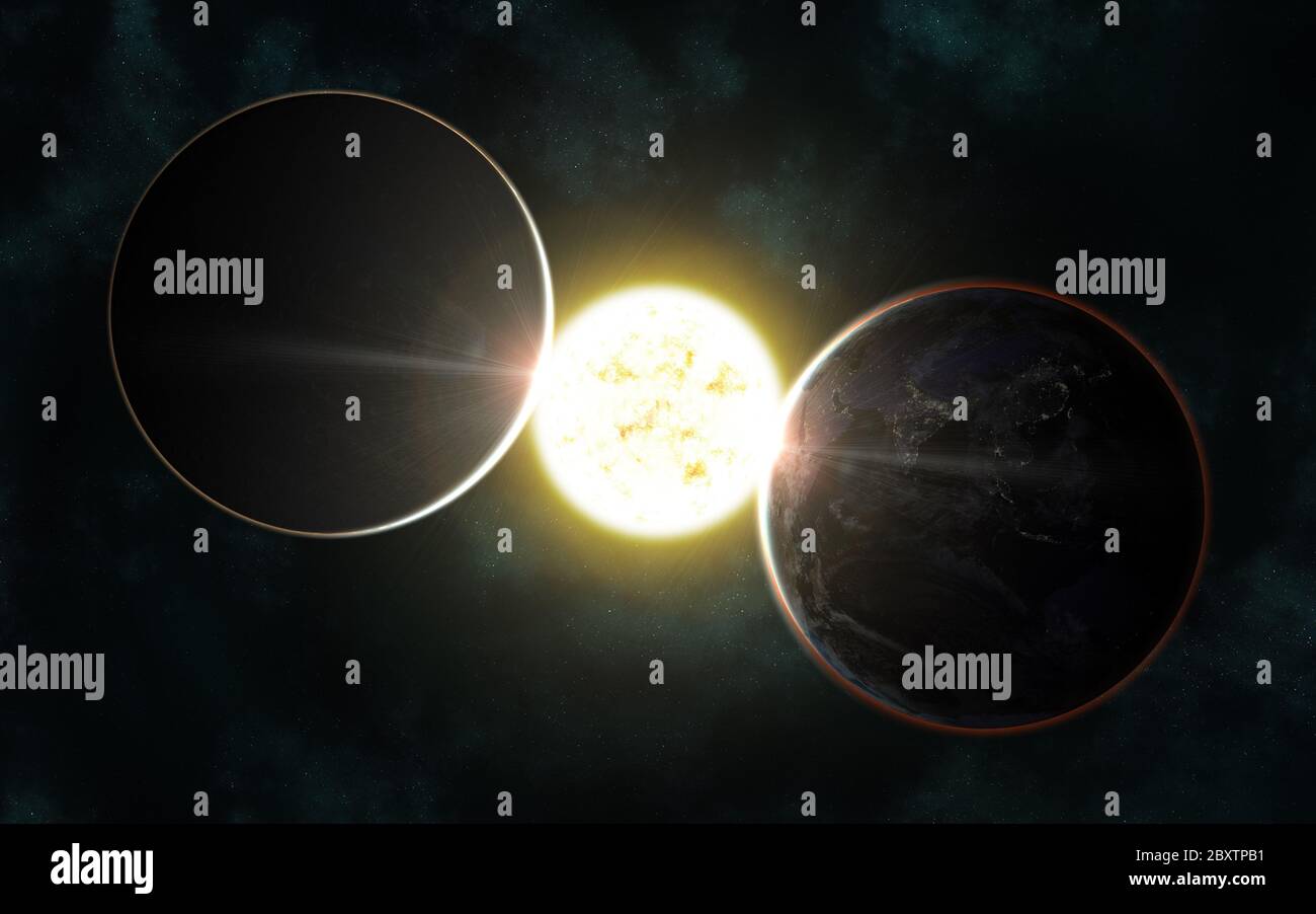 Earth And Moon And Sun