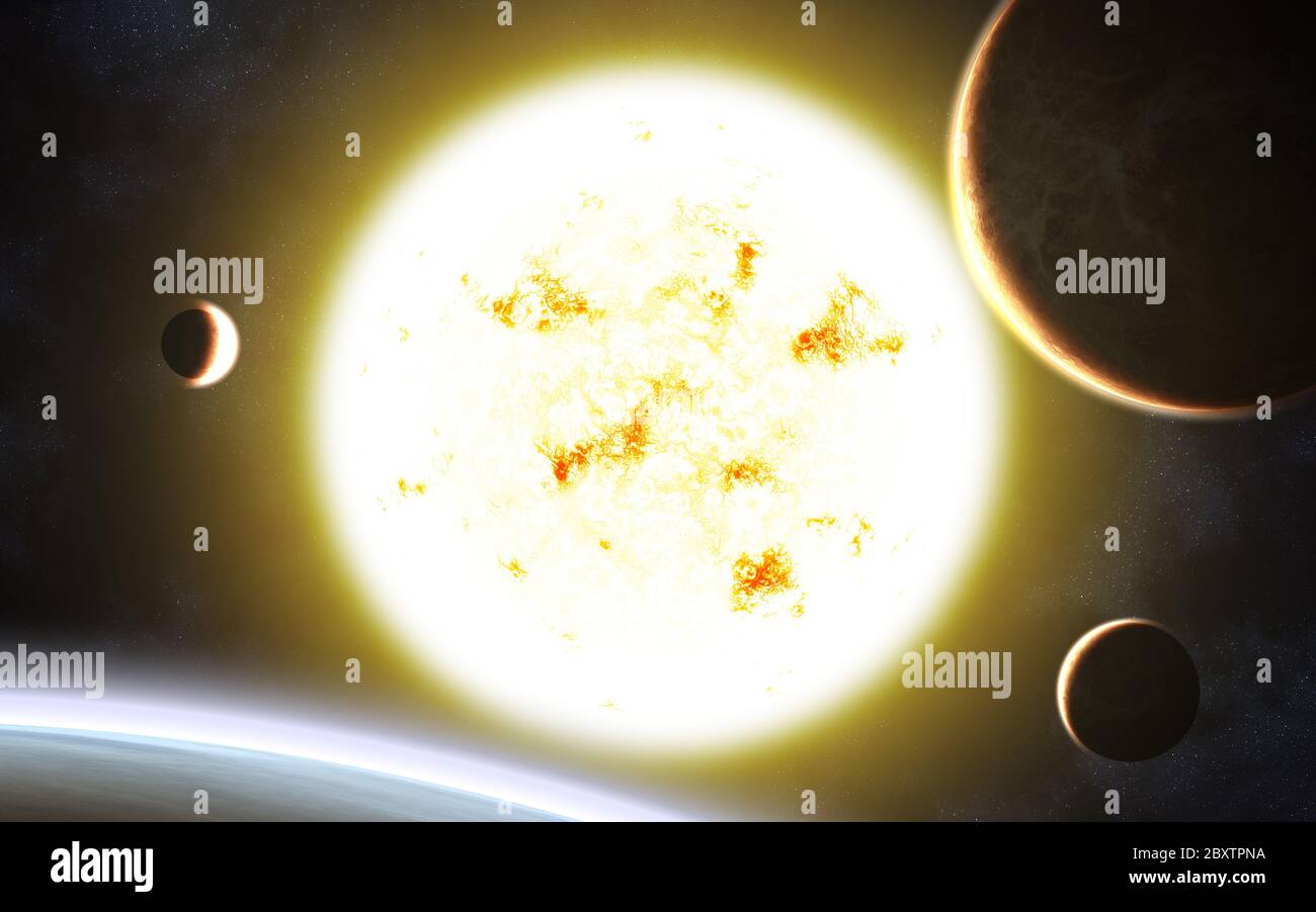 Solar system. Sun. Red giant star and planets Stock Photo - Alamy