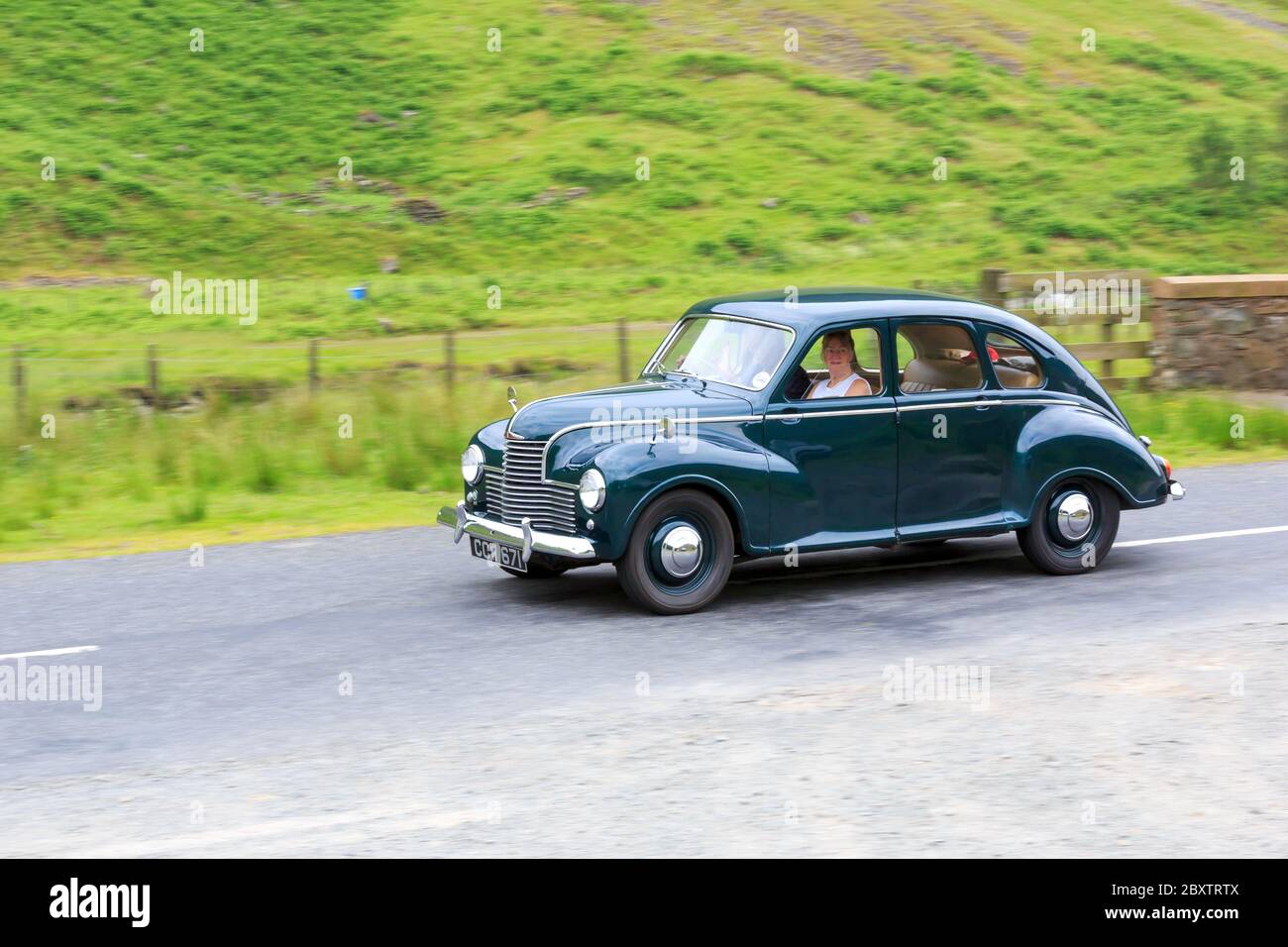 MOFFAT, SCOTLAND - JUNE 29, 2019: 1950 Jowett Javelin saloon car in a ...
