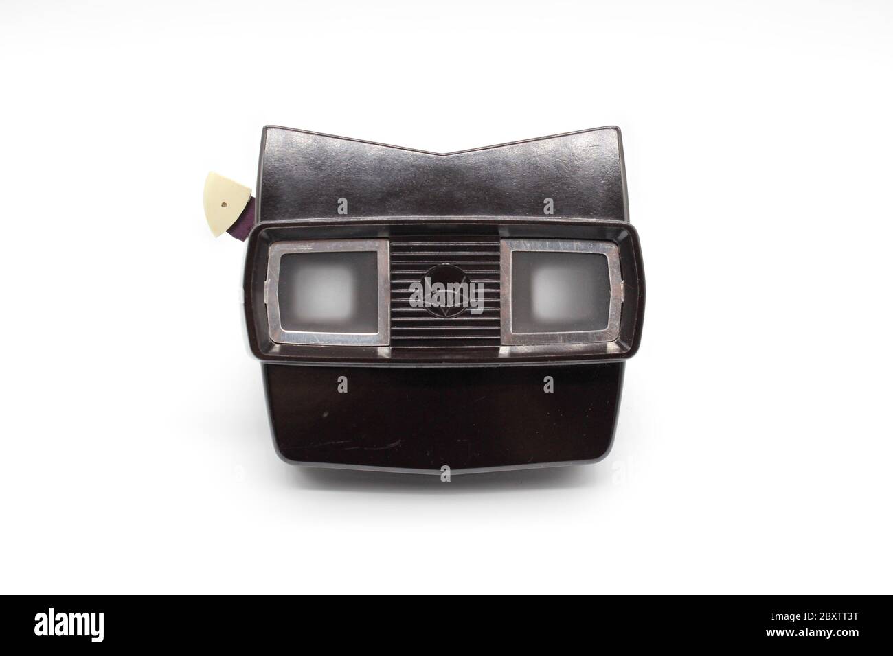 Vintage metal stereoscopic slide viewer, front view, isolated on white ...