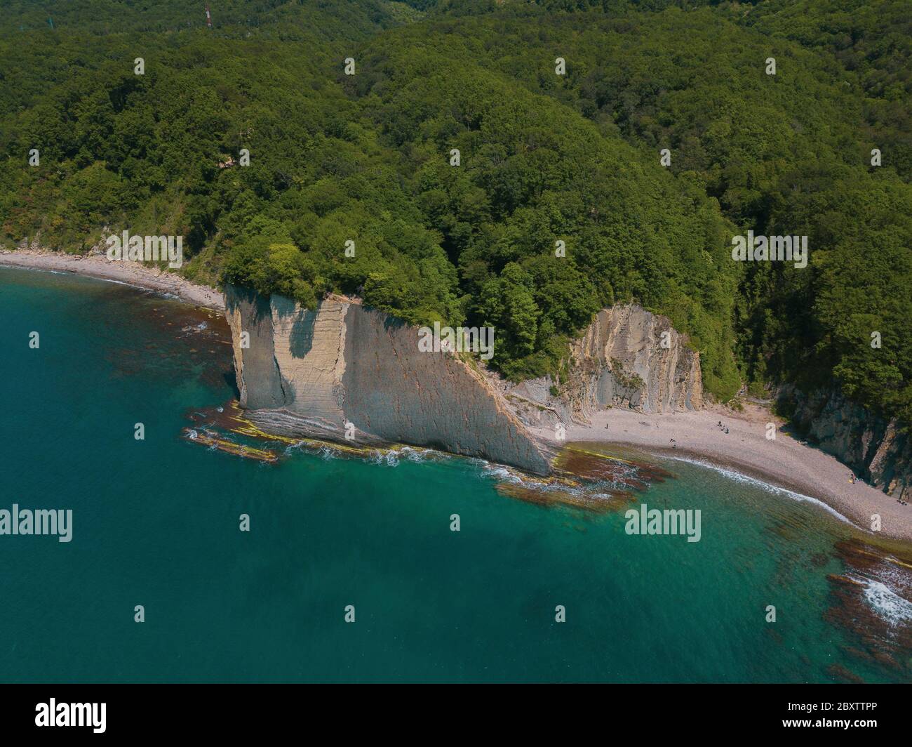 The mountains and sea scenery with blue sky, Tuapse district of the ...