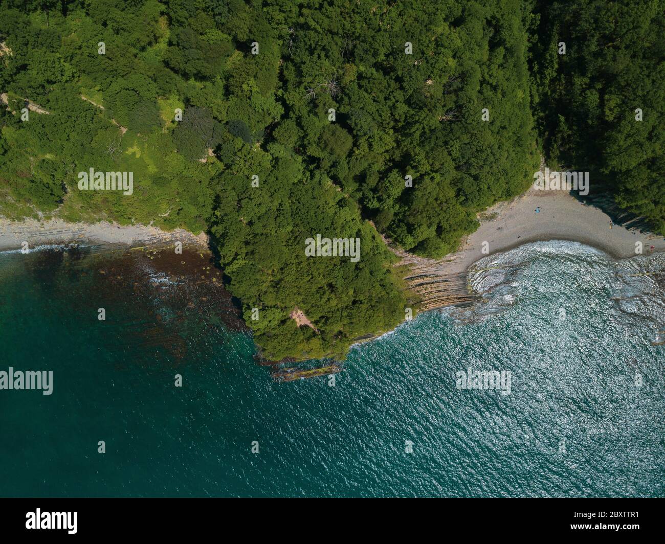 The mountains and sea scenery with blue sky, Tuapse district of the ...
