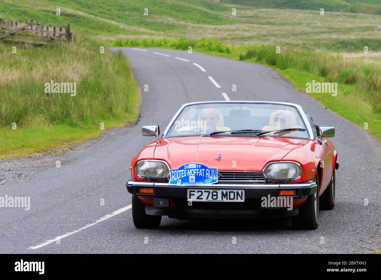 MOFFAT, SCOTLAND - JUNE 29, 2019: 1988 Jaguar XJS sports car in a ...