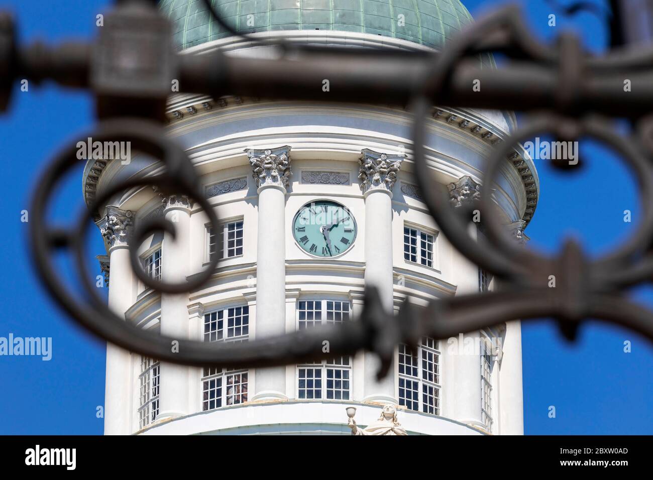 Architectural detail of clock tower of famous Finnish cathedral in ...