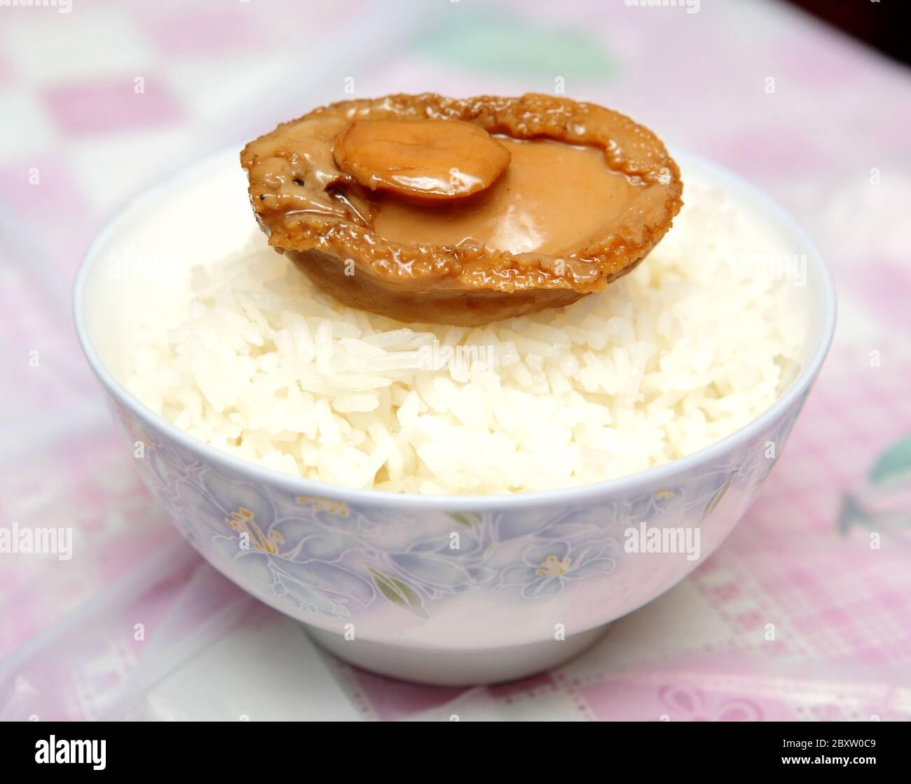 home made cooked abalone on rice Stock Photo - Alamy