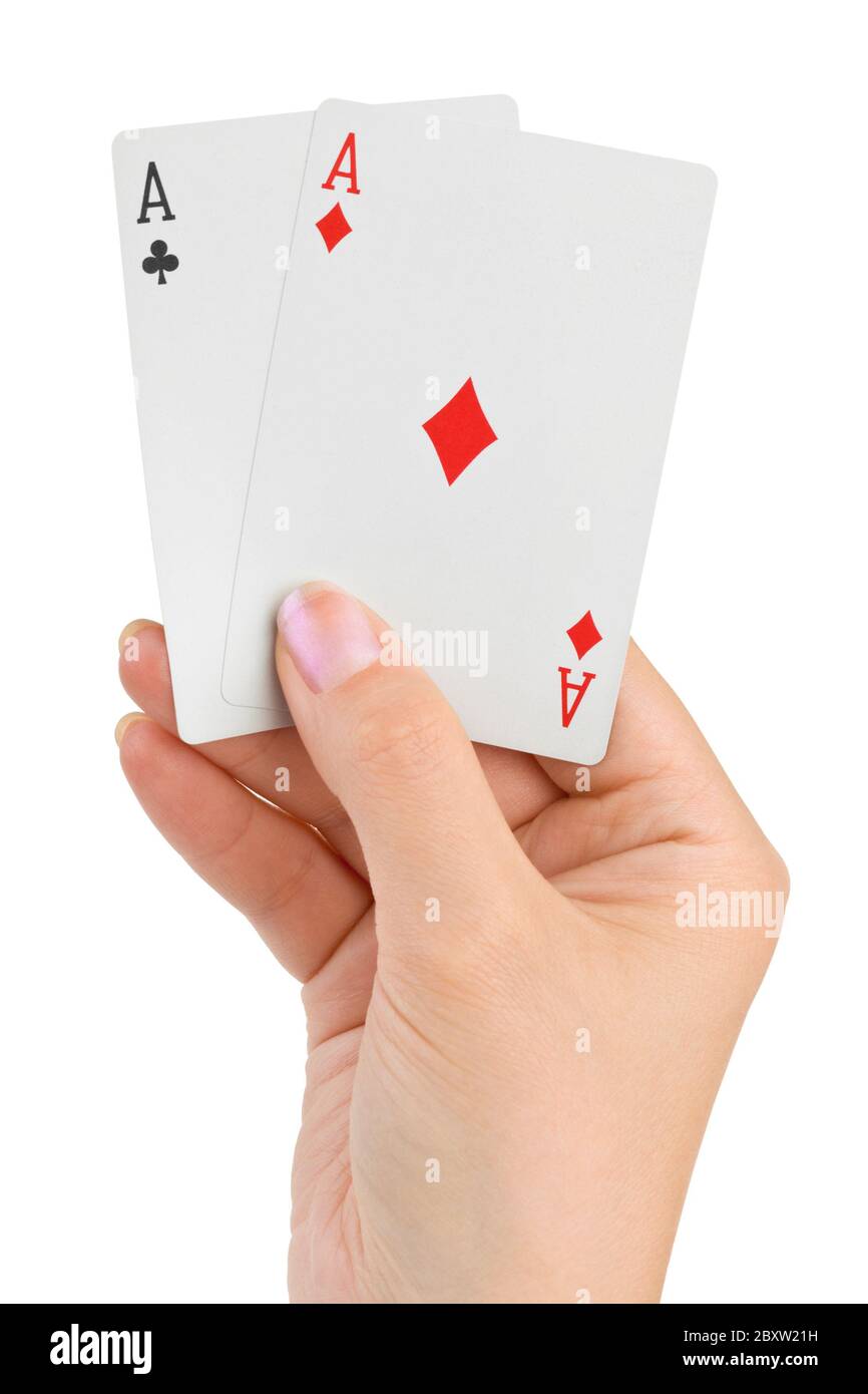 Hand with two aces Stock Photo - Alamy