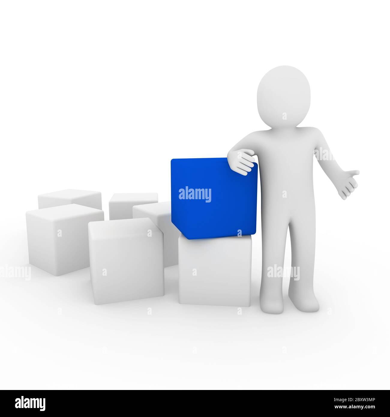 3d human cube blue Stock Photo - Alamy