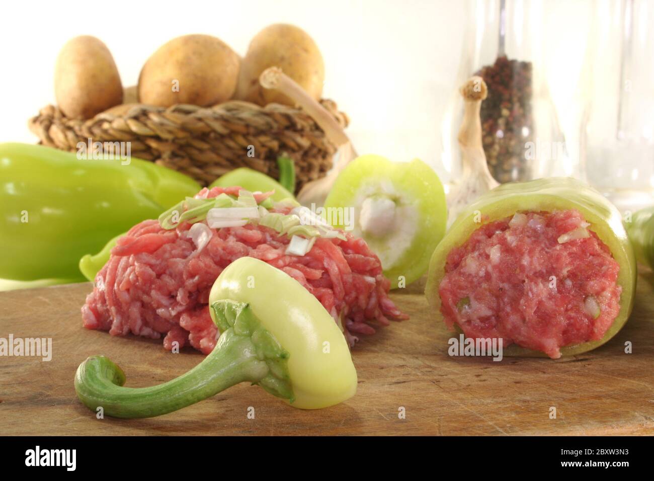 raw stuffed peppers Stock Photo - Alamy