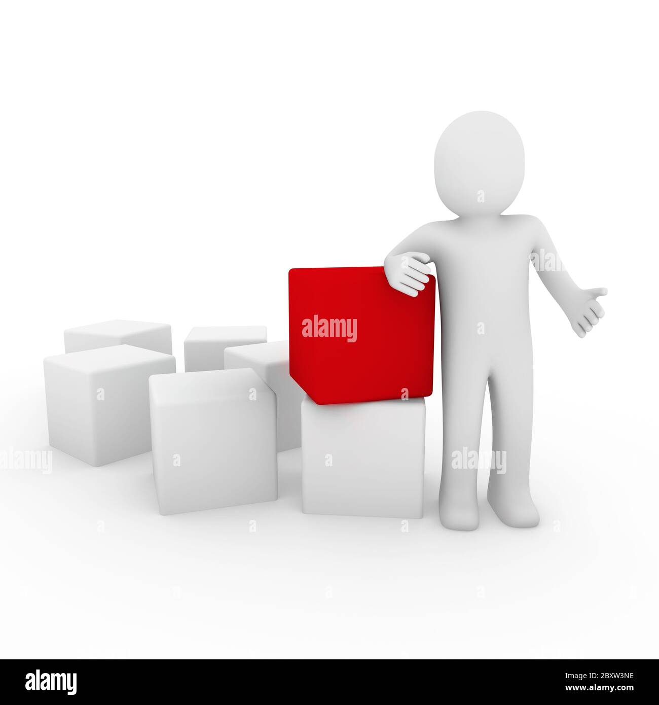 3d human cube red Stock Photo - Alamy