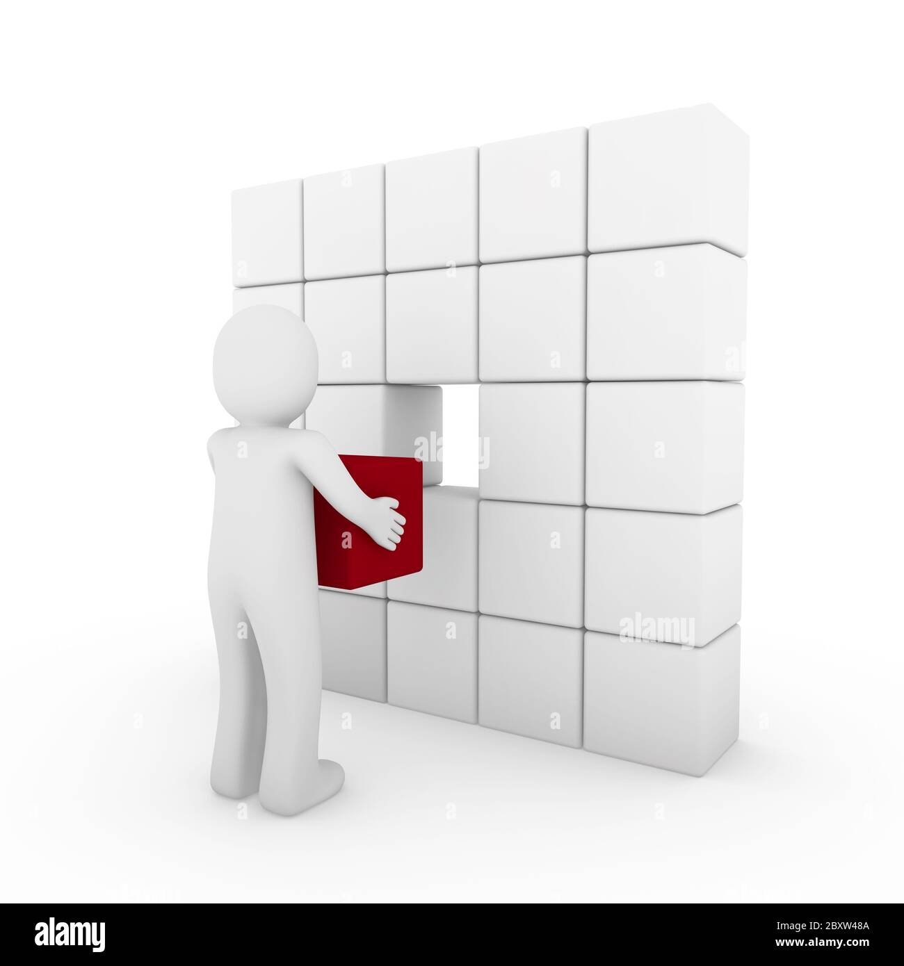 3d human cube red white Stock Photo - Alamy