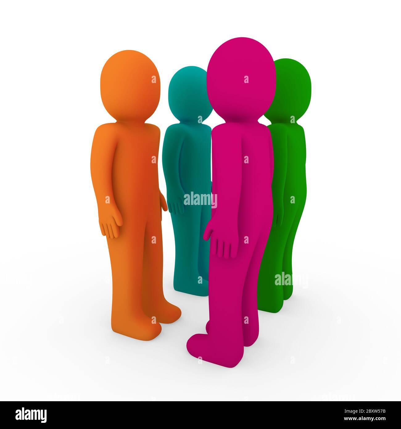 3d human men connection team teamwork circle green hi-res stock ...