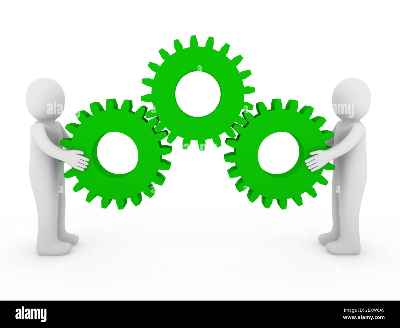 3d human gear machine green Stock Photo - Alamy