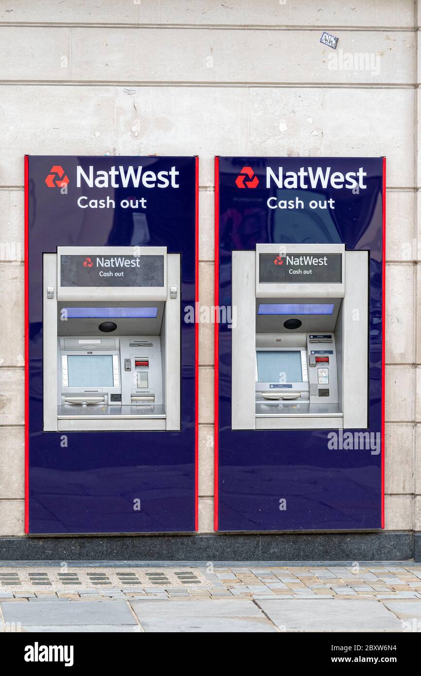 London, UK. 8th June, 2020. NatWest cash machines seen outside one of ...