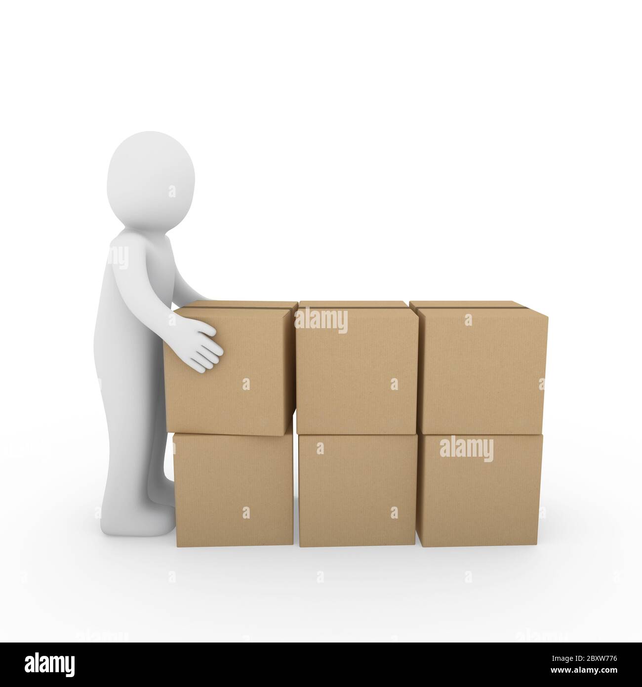 3d human carton package shipping Stock Photo - Alamy