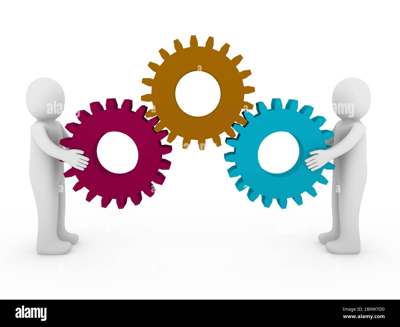 3d human gear purple orange blue Stock Photo - Alamy