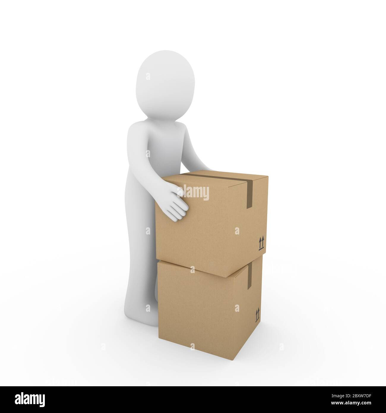 3d human carton package shipping Stock Photo - Alamy