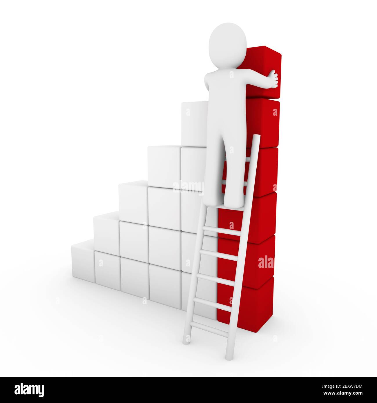 3d human cube ladder red Stock Photo - Alamy