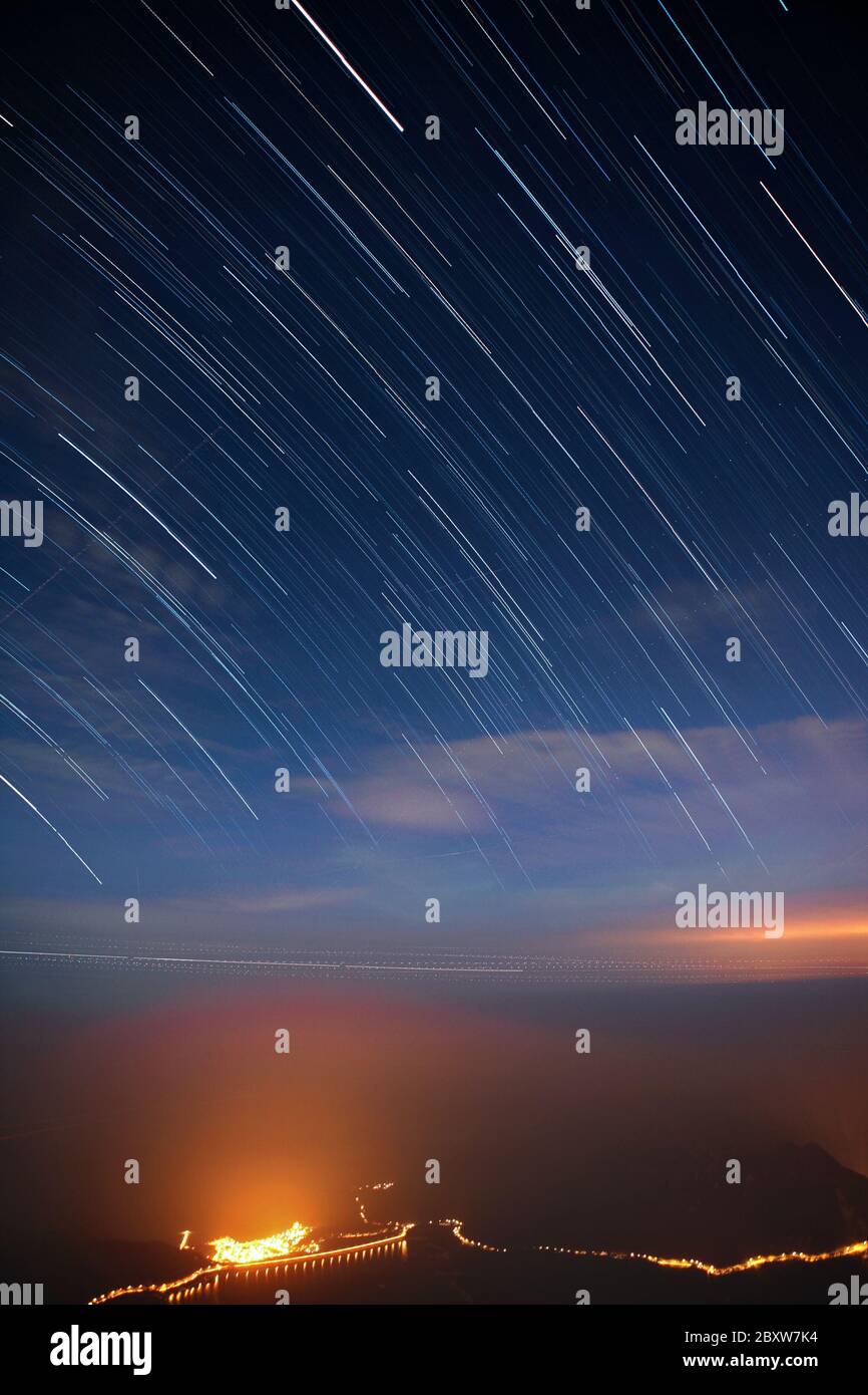 star trails in the sky Stock Photo - Alamy