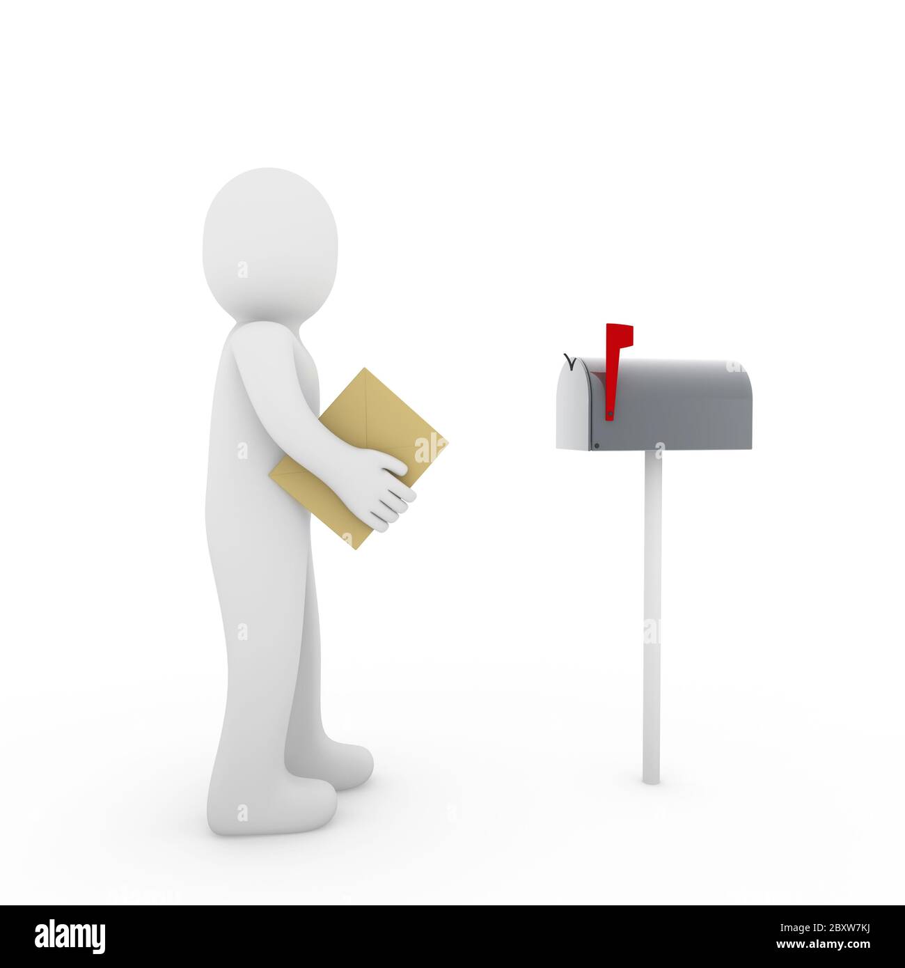 3d human letter mailbox red Stock Photo - Alamy