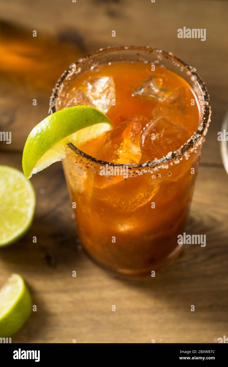 Homemade Mexican Michelada Beer Cocktail with Lime Stock Photo - Alamy