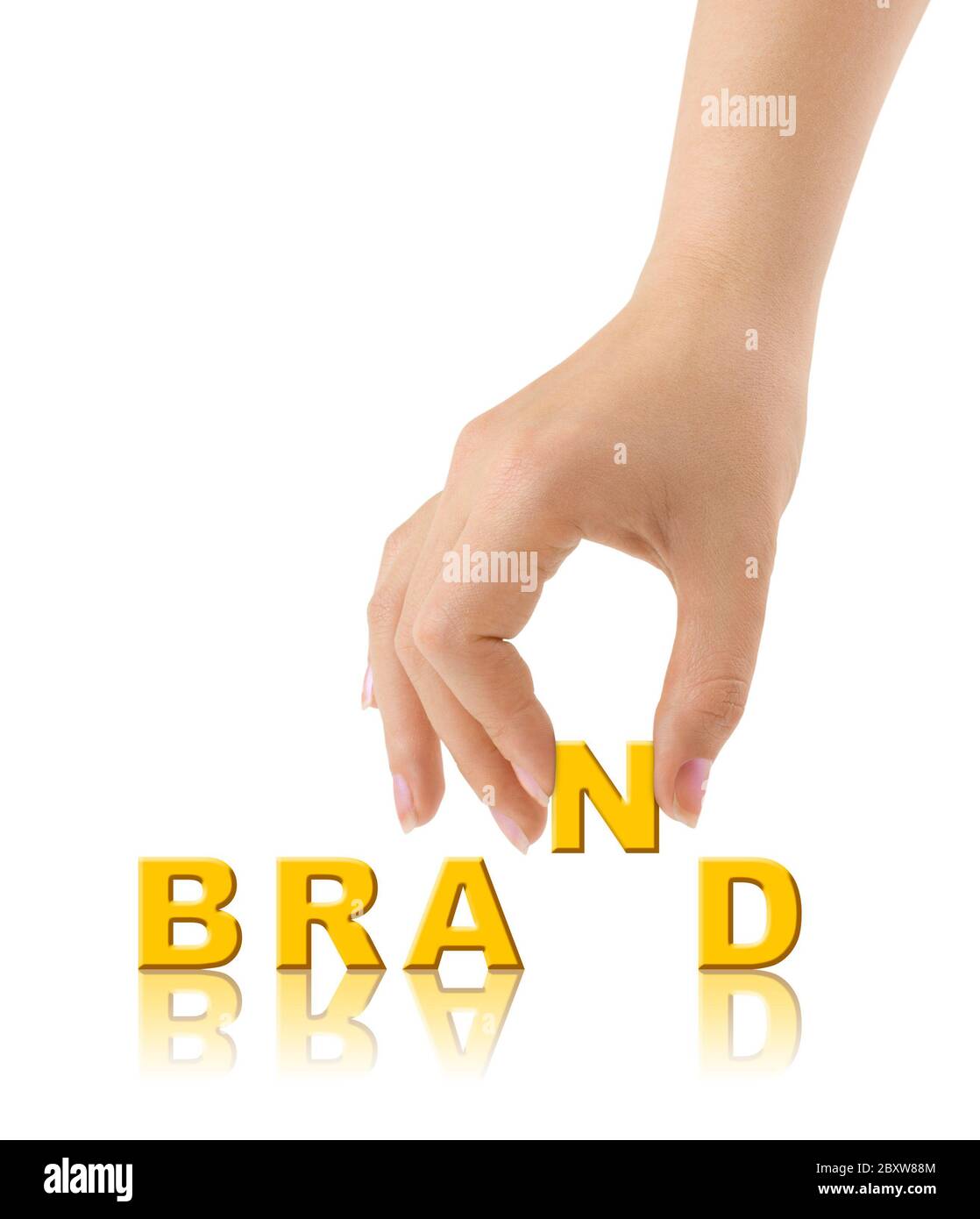 Hand and word Brand Stock Photo - Alamy