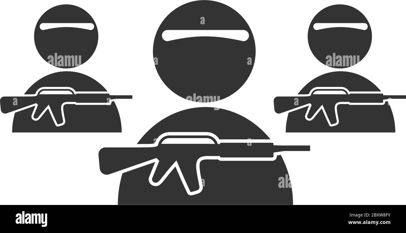 Bandit group. Black Icon Flat on white background Stock Vector Image ...