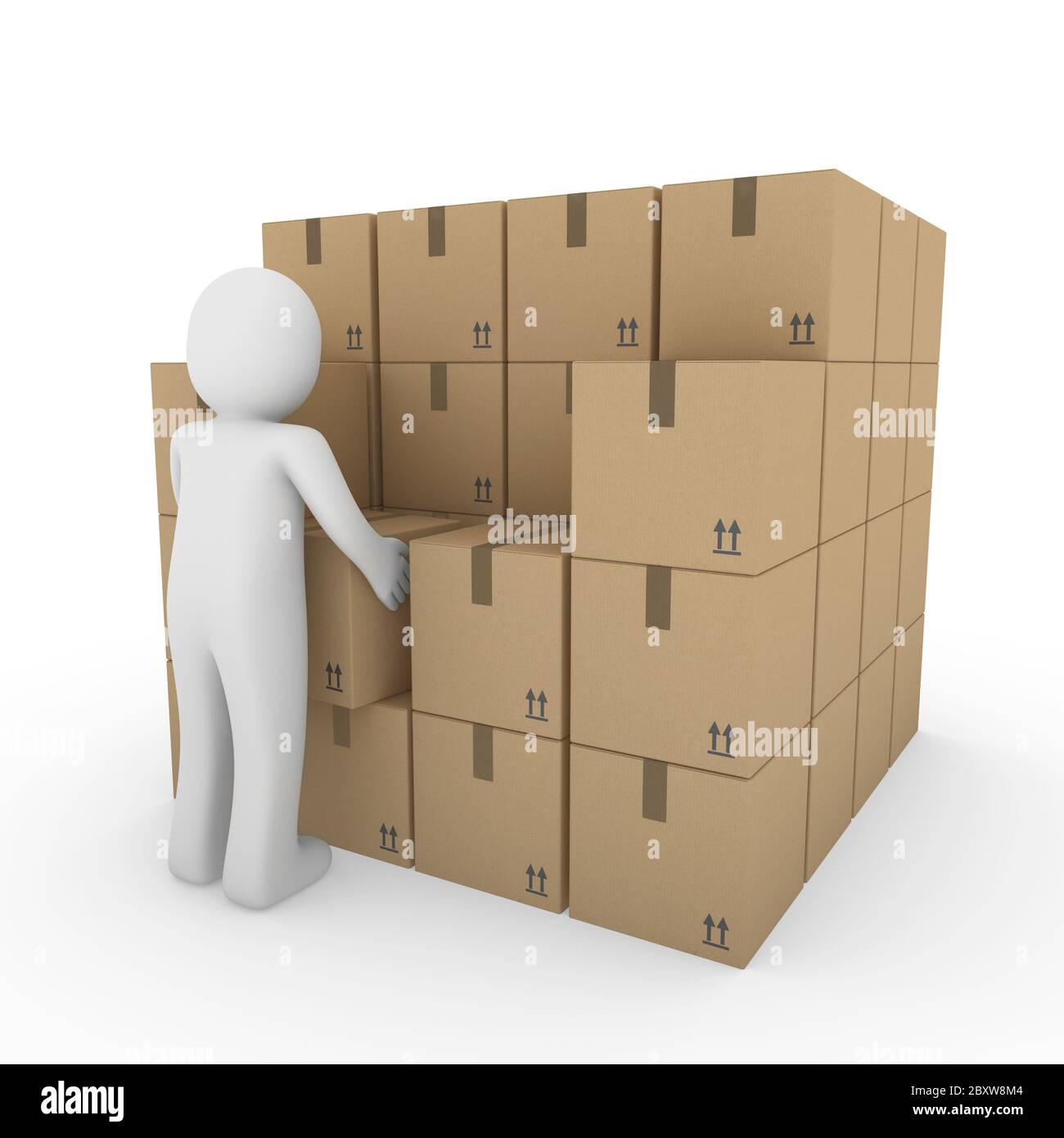3d human carton package shipping Stock Photo - Alamy