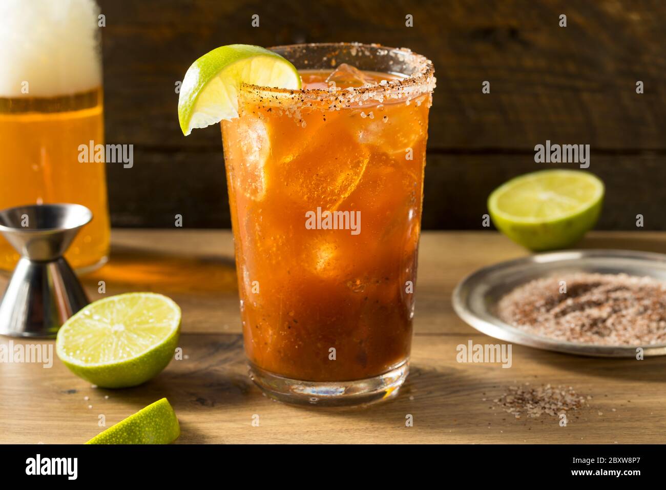 Homemade Mexican Michelada Beer Cocktail with Lime Stock Photo - Alamy
