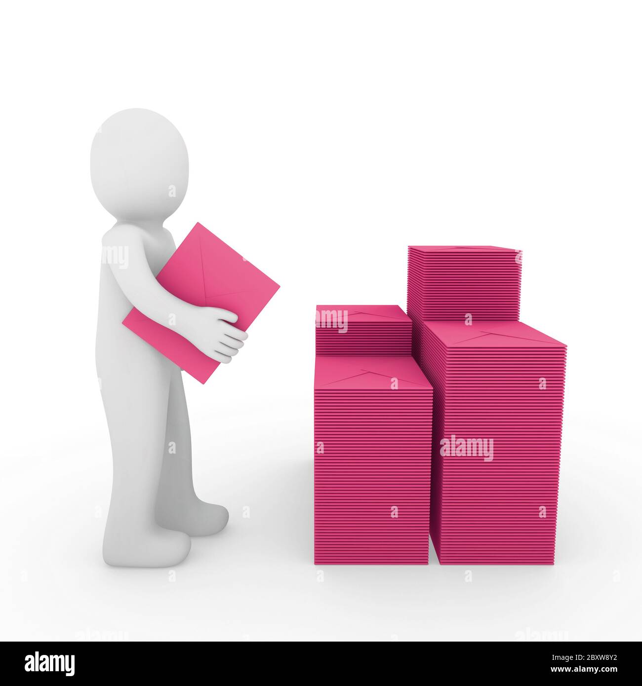 3d human letter mailbox pink Stock Photo - Alamy