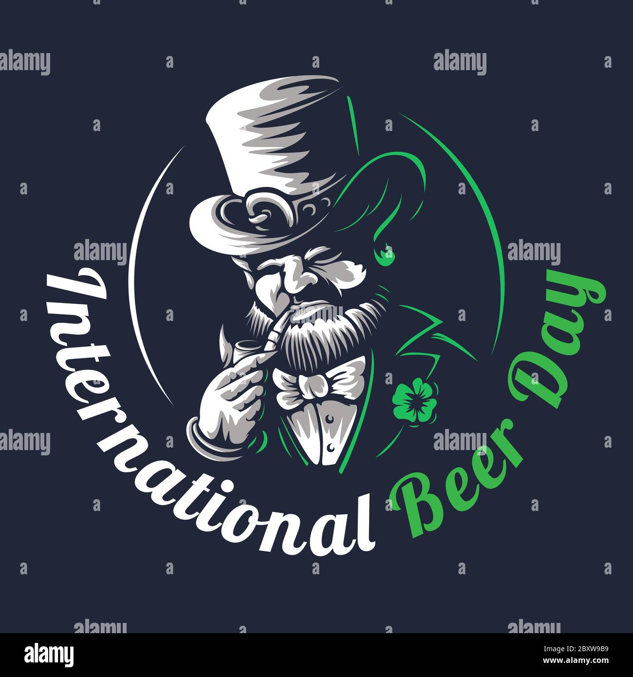 Dwarf with a smoking pipe. Vector elf or leprechaun character ...