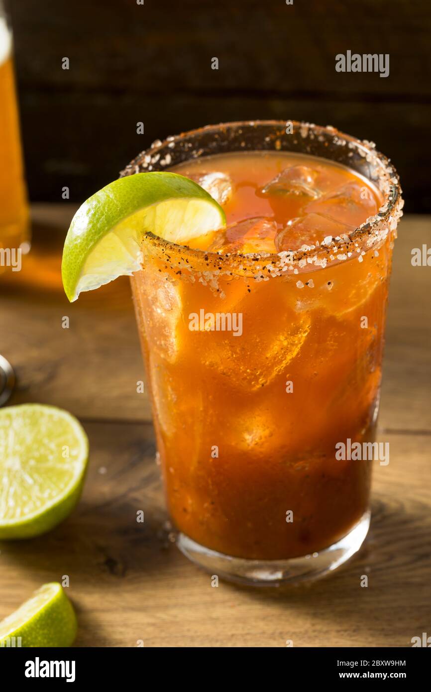 Homemade Mexican Michelada Beer Cocktail with Lime Stock Photo - Alamy