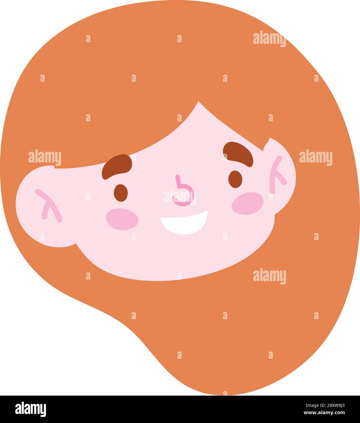 cute little girl face character cartoon isolated design icon vector ...