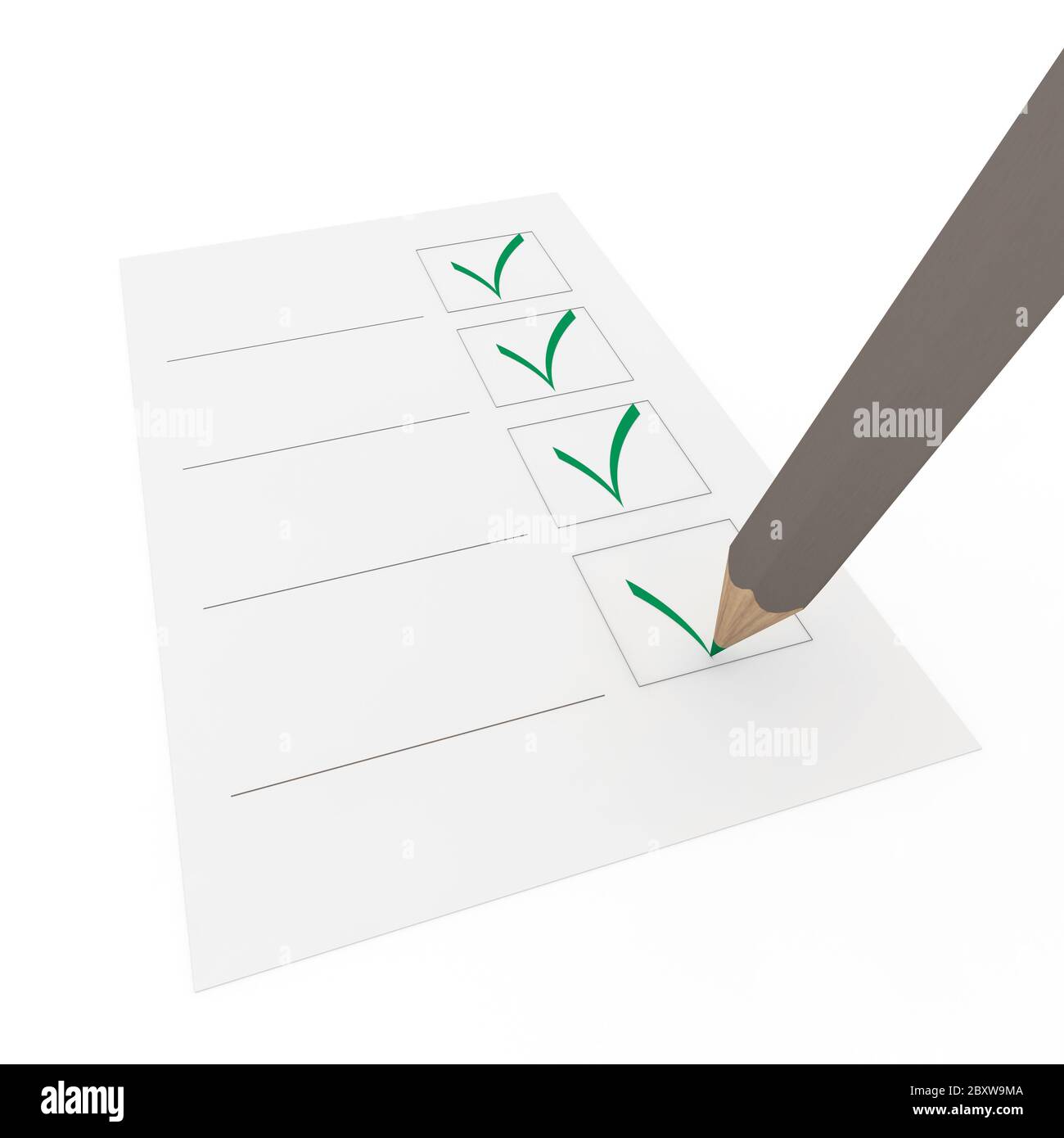 3d check pencil green Stock Photo - Alamy