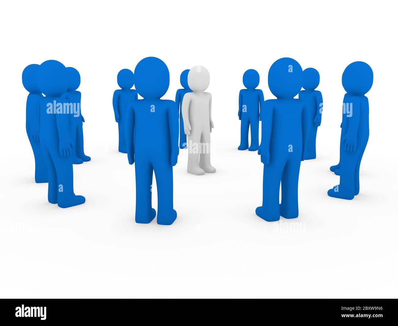 3d human group circle blue Stock Photo - Alamy