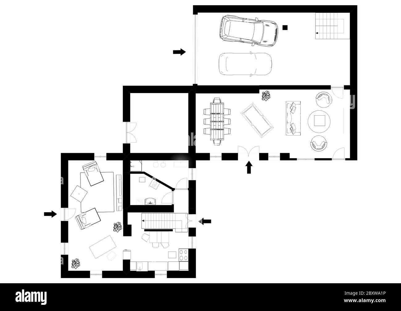 3d floor plan top view. Set of ground floor blueprints. Floor plans for ...