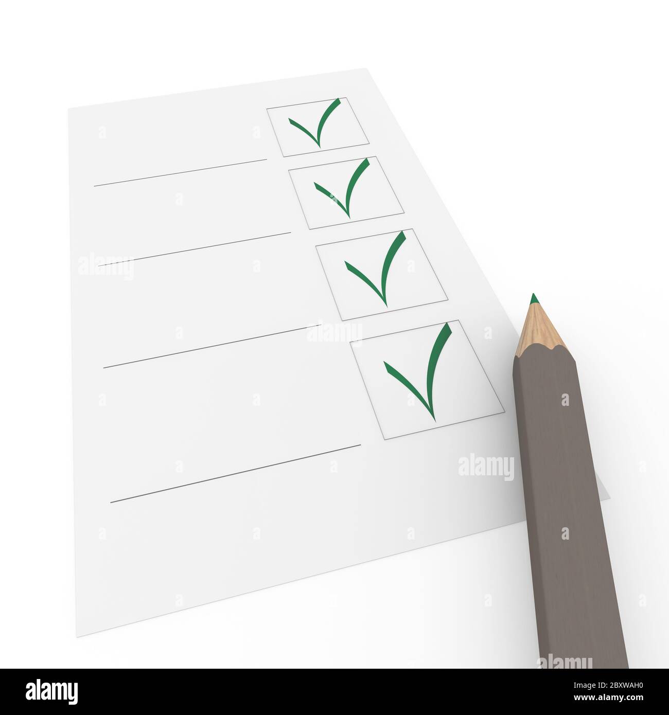 3d check box gray pencil Stock Photo - Alamy