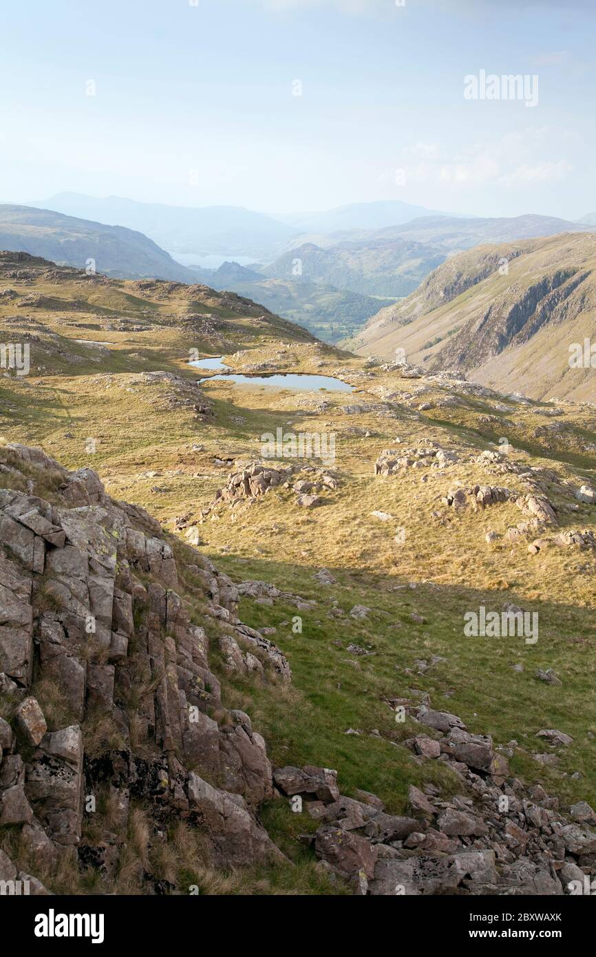 The Borrowdale fells from Seathwaite Fell, Lake District, UK Stock ...