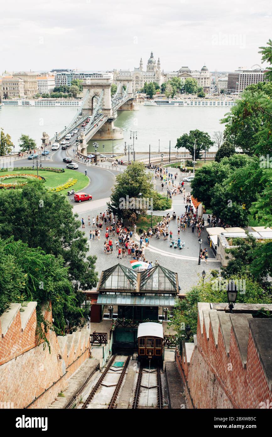 BUDAPEST, HUNGARY - July 23, 2019 - View from the Buda castle on the ...