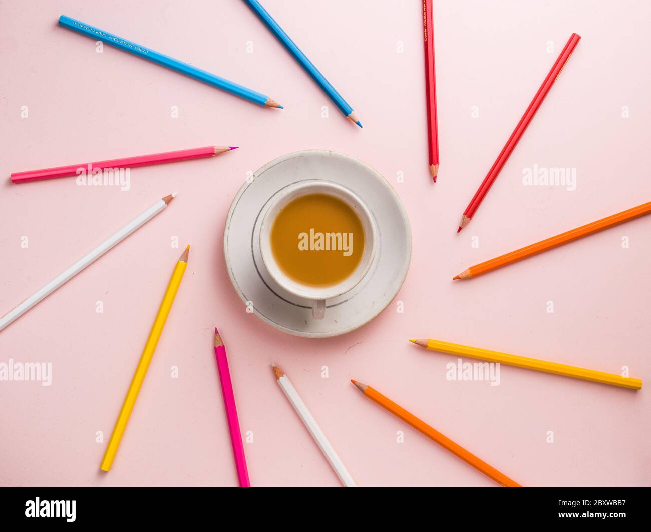 Milk tea and light pink colour background stock image Stock Photo - Alamy