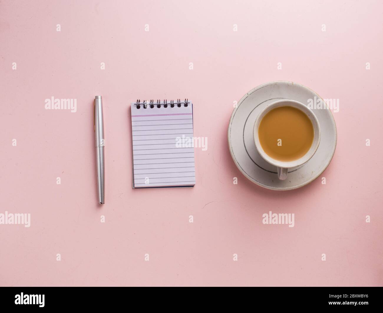 Milk tea and light pink colour background stock image Stock Photo - Alamy