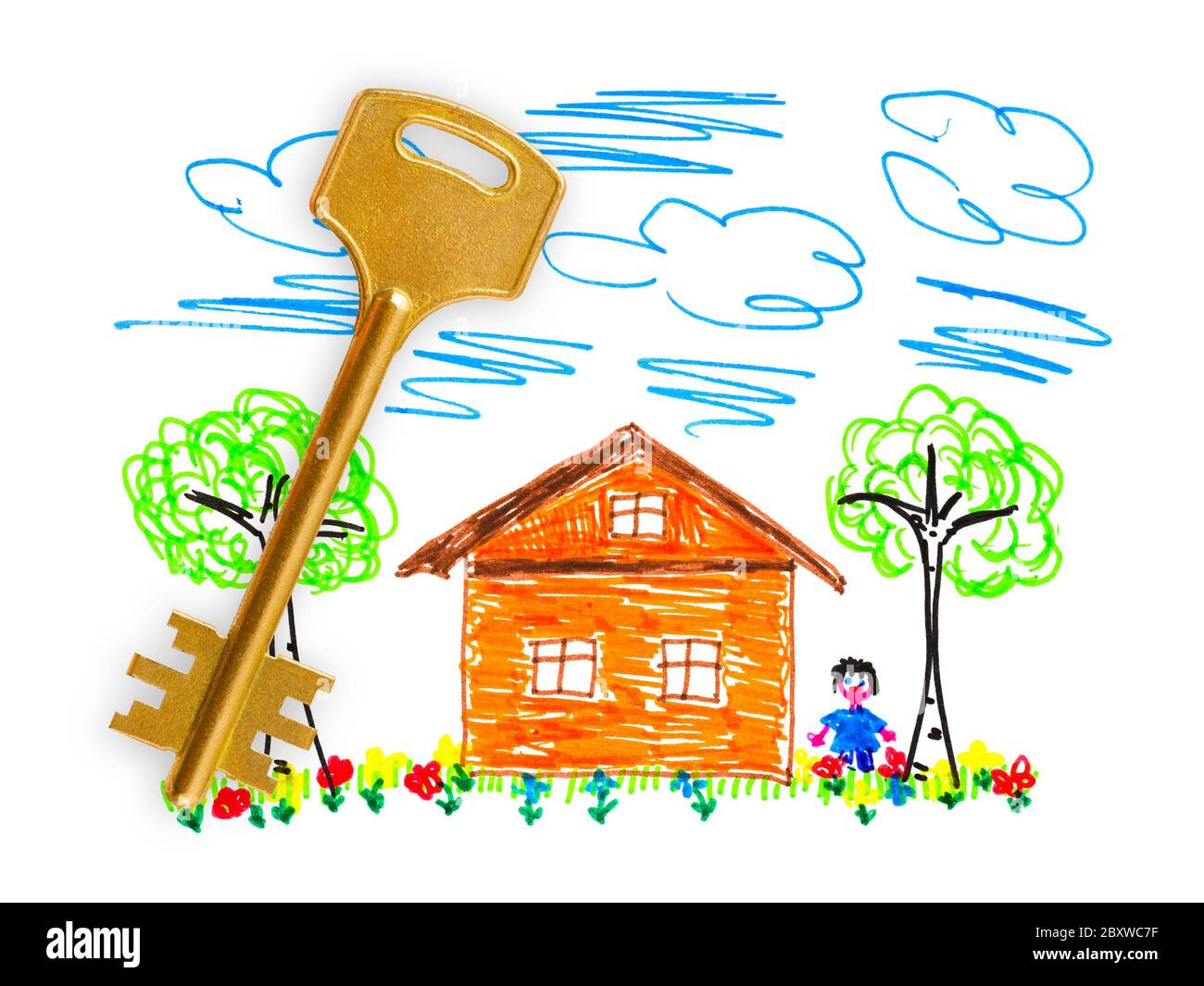 Drawing house and key Stock Photo - Alamy