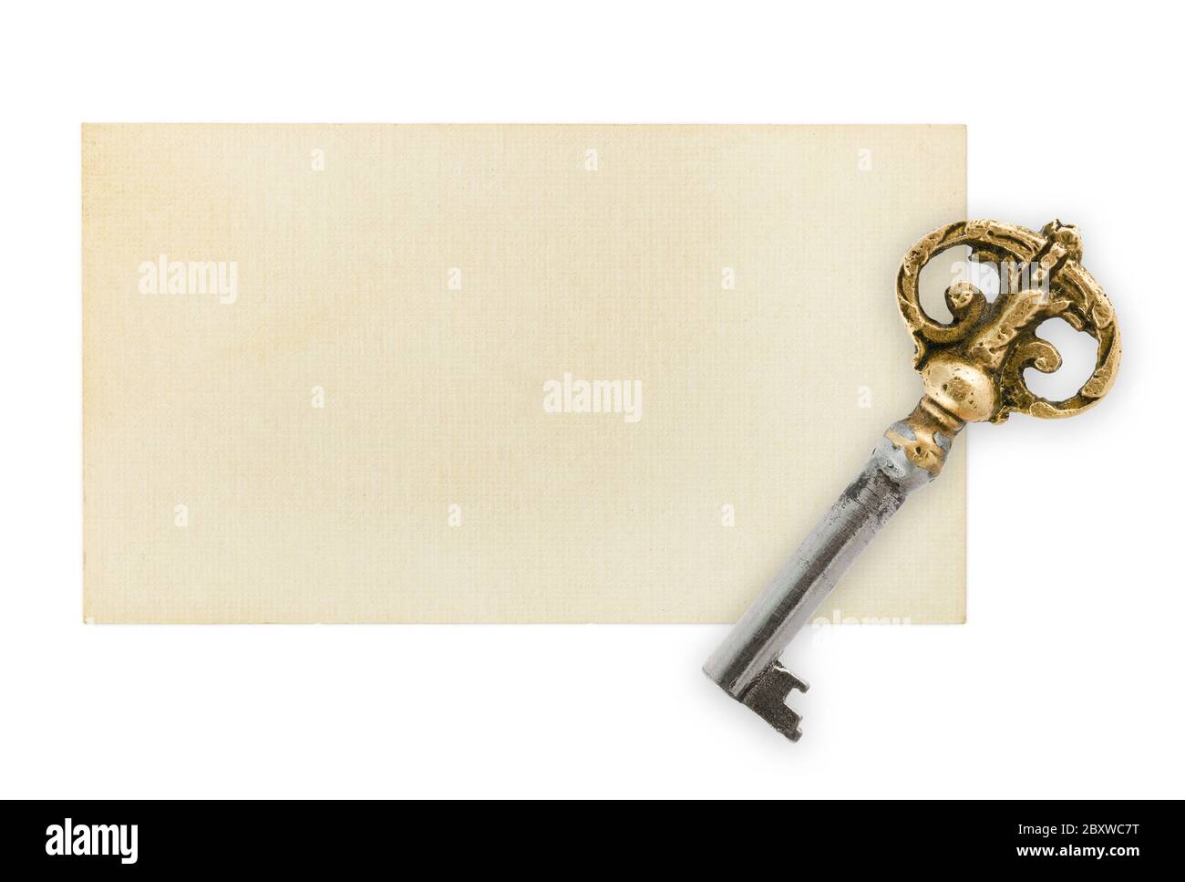 Retro key on paper card Stock Photo - Alamy