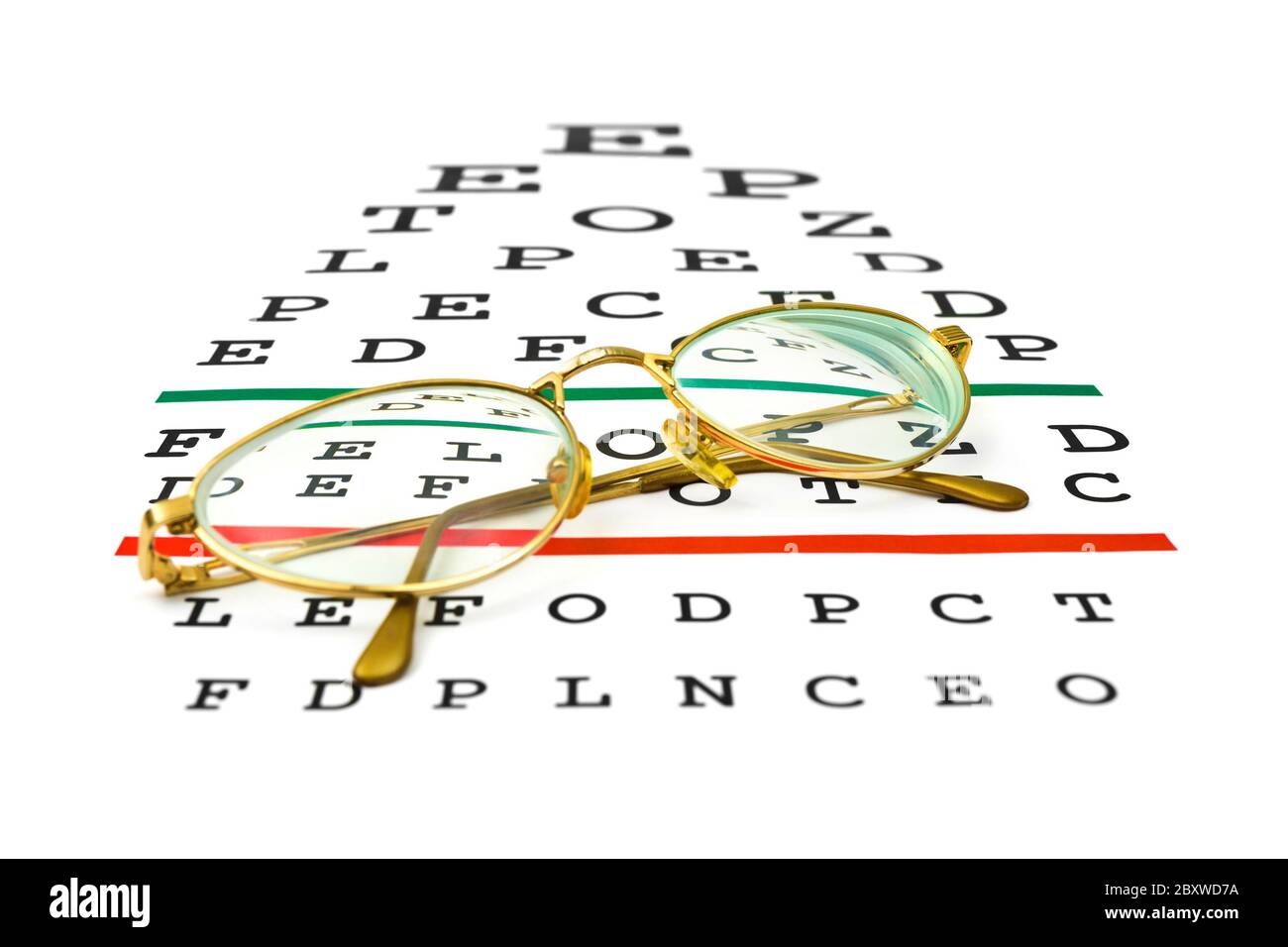 Glasses on eyesight test chart Stock Photo - Alamy