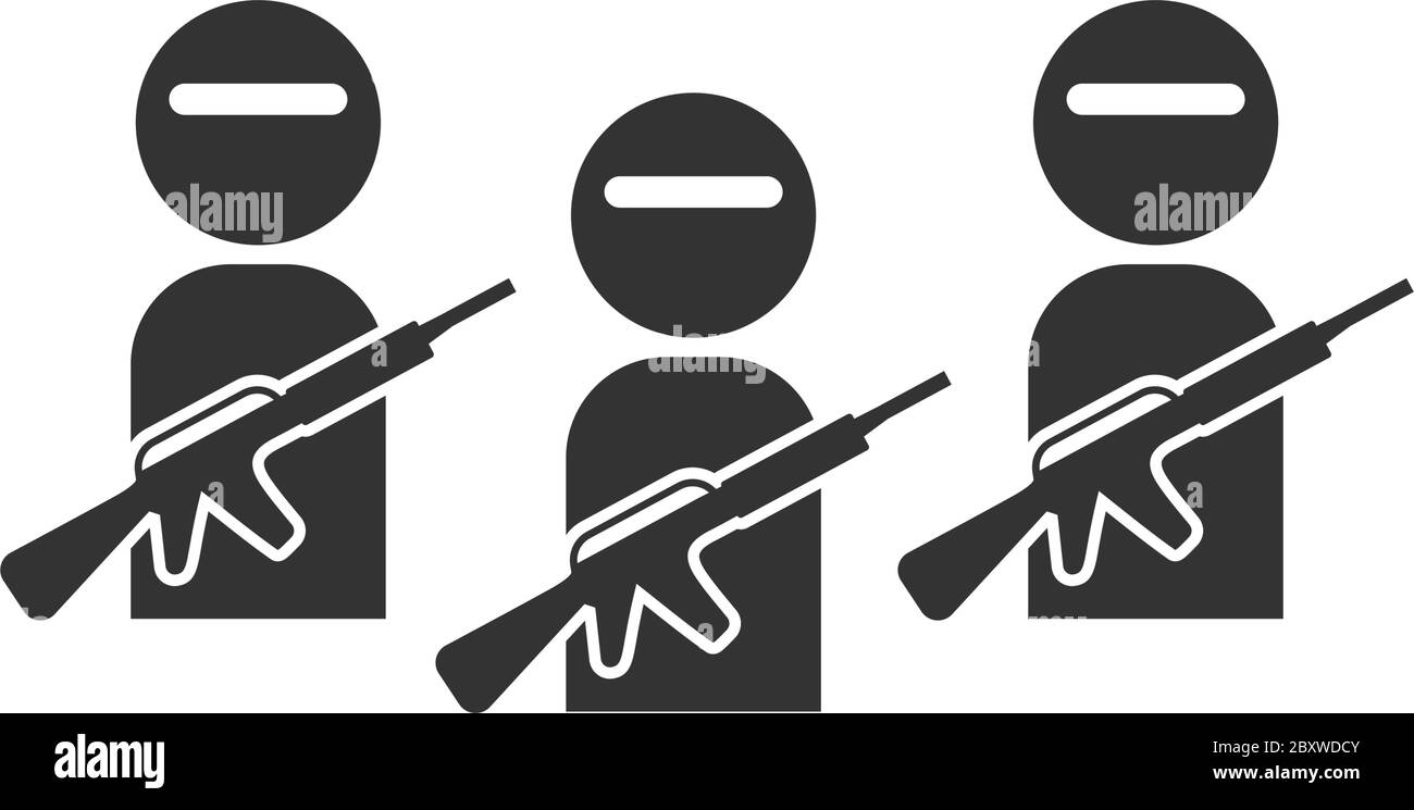 Terrorist balaclava mask. Black Icon Flat on white background Stock ...