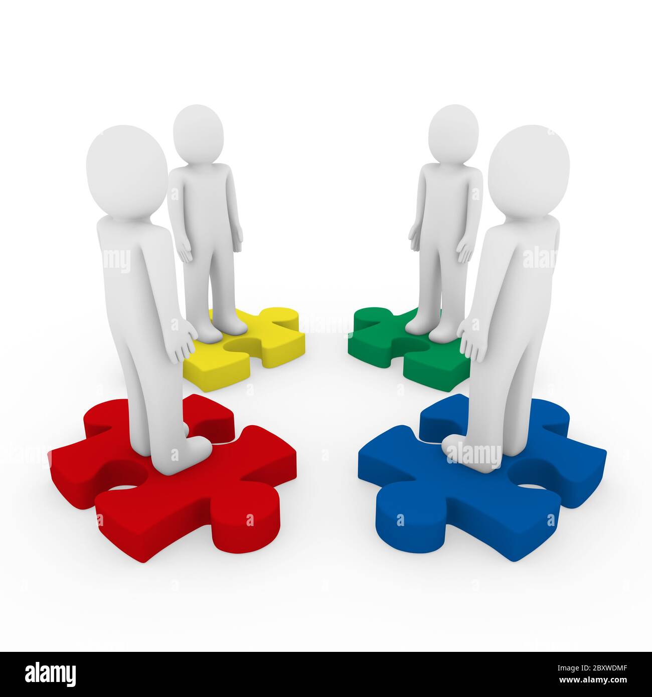 3d men puzzle teamwork Stock Photo - Alamy