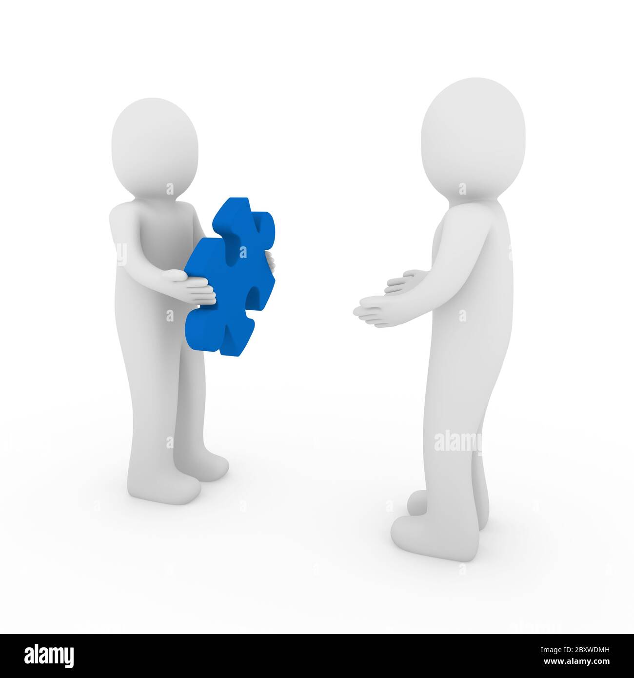 3d men puzzle blue teamwork Stock Photo - Alamy