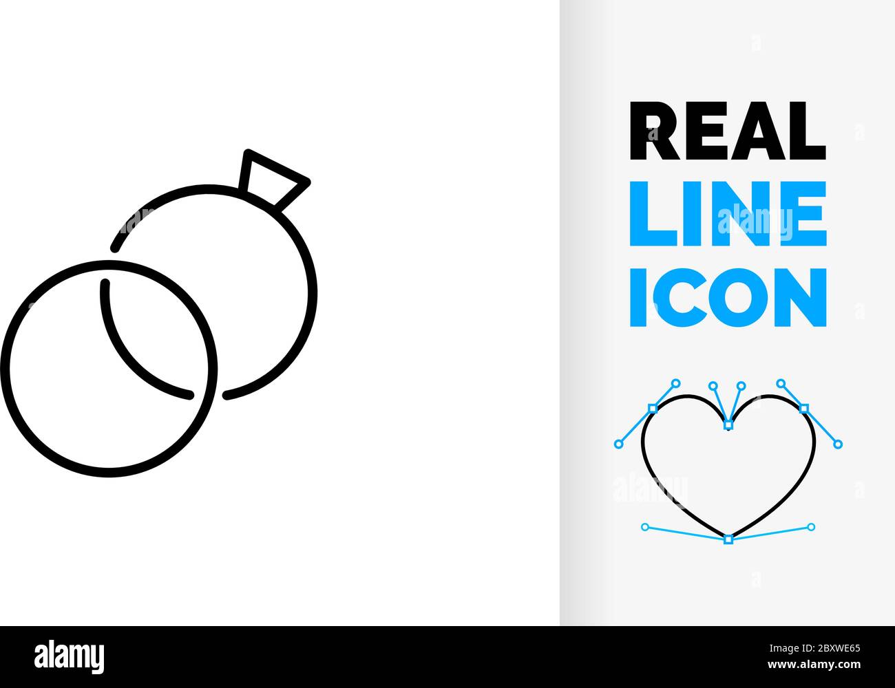 Editable line icon of two rings for getting married Stock Vector Image ...