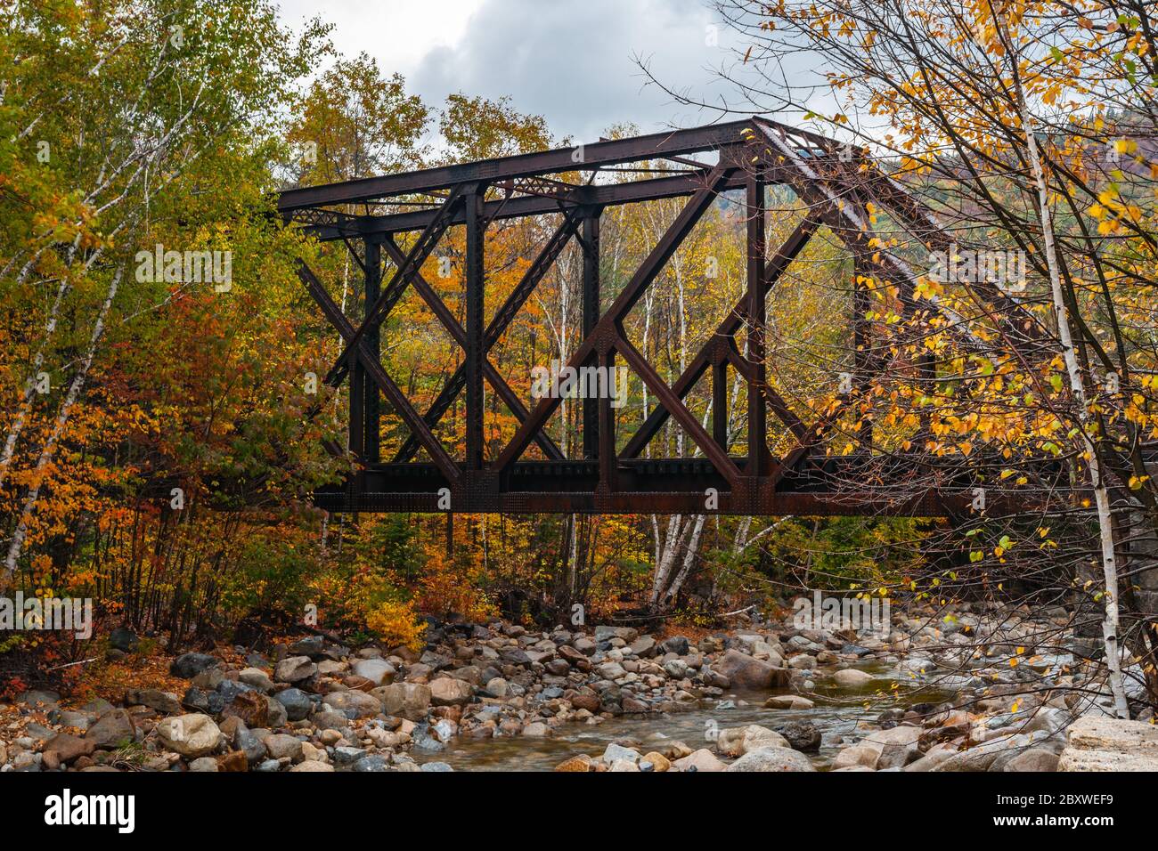 Steel truss railway bridge across Sawyer River at Bears Notch on ...