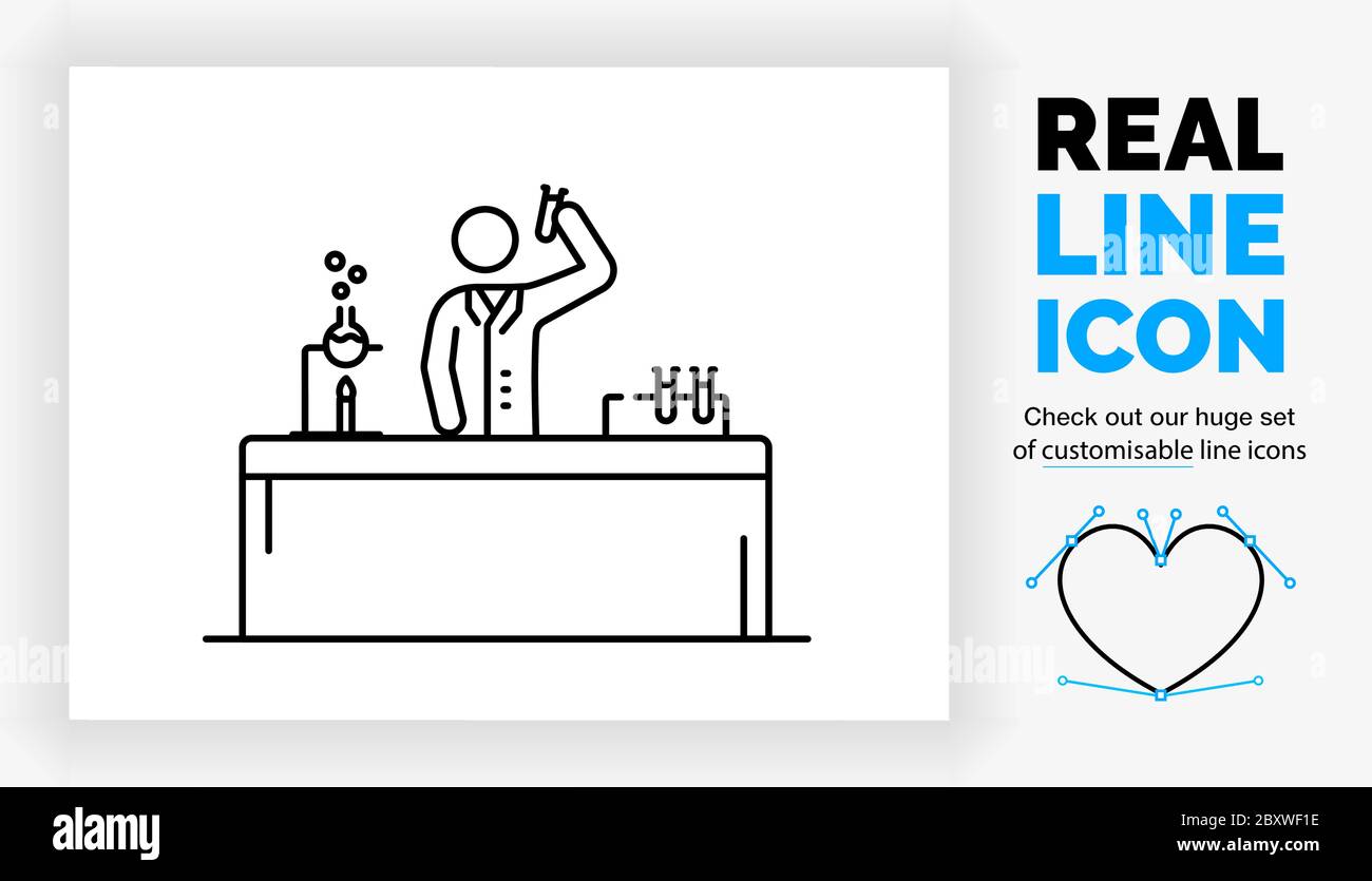 Editable real line icon of a stick figure scientist Stock Vector Image ...